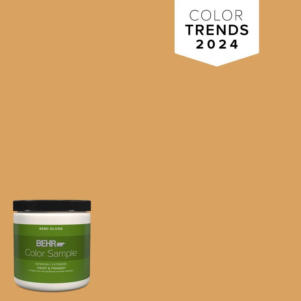 BEHR PREMIUM PLUS 8 oz. #MQ4-10 Amber Brew Semi-Gloss Interior/Exterior ...