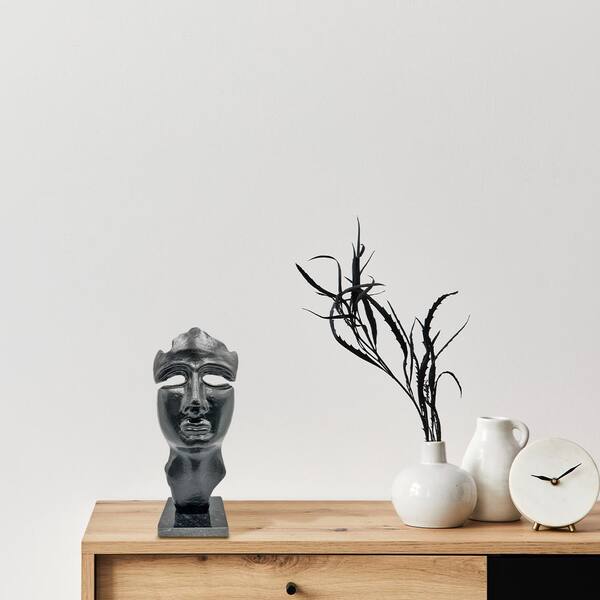 castellousa Black 12 in. x 7 in. Aluminum Metal Face Sculpture CB-AP108 ...