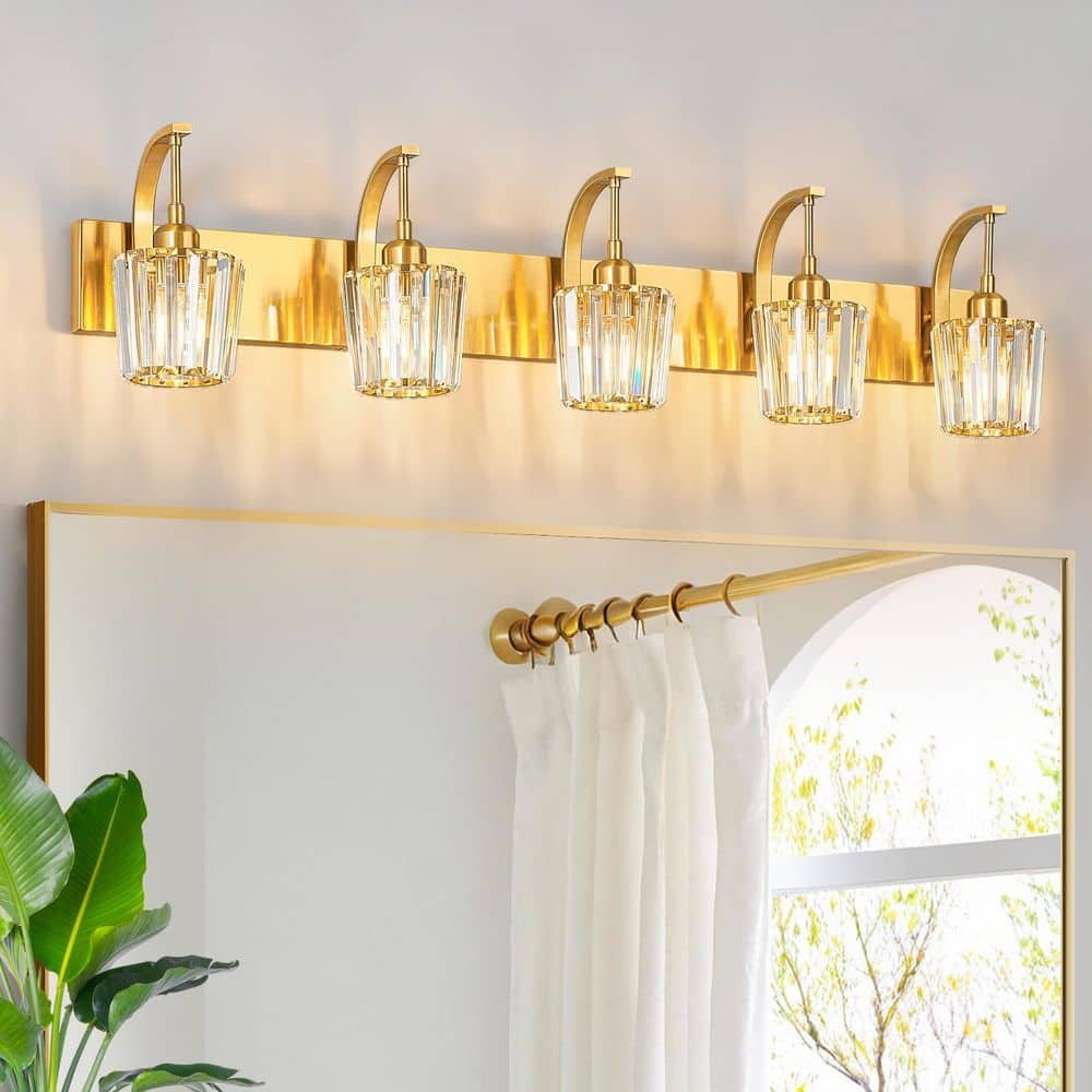 ZHLWIN Home Lighting 42.51 in. 5-Light Gold Conical Vanity Lights with ...