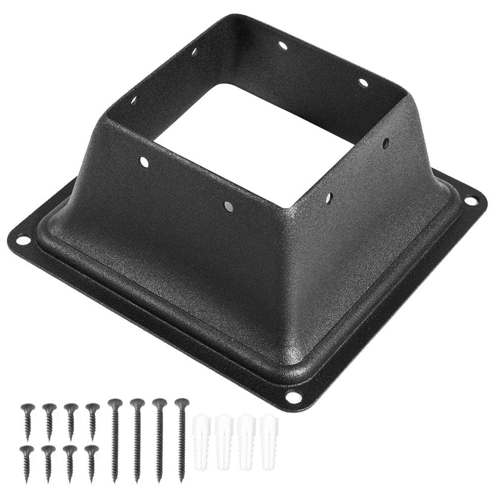 SVOPES 5 Pieces Deck Post Base: 4 x 4 in. 2.5 lbs. Black Powder-Coated ...