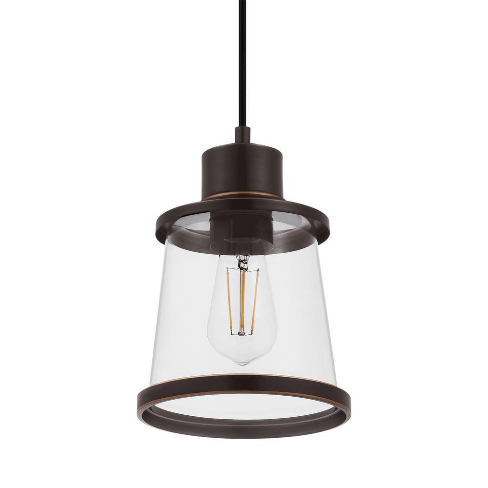 Hampton Bay Rigby 1-Light Oil Rubbed Bronze Mini Pendant, Farmhouse Hanging Light, Kitchen ...