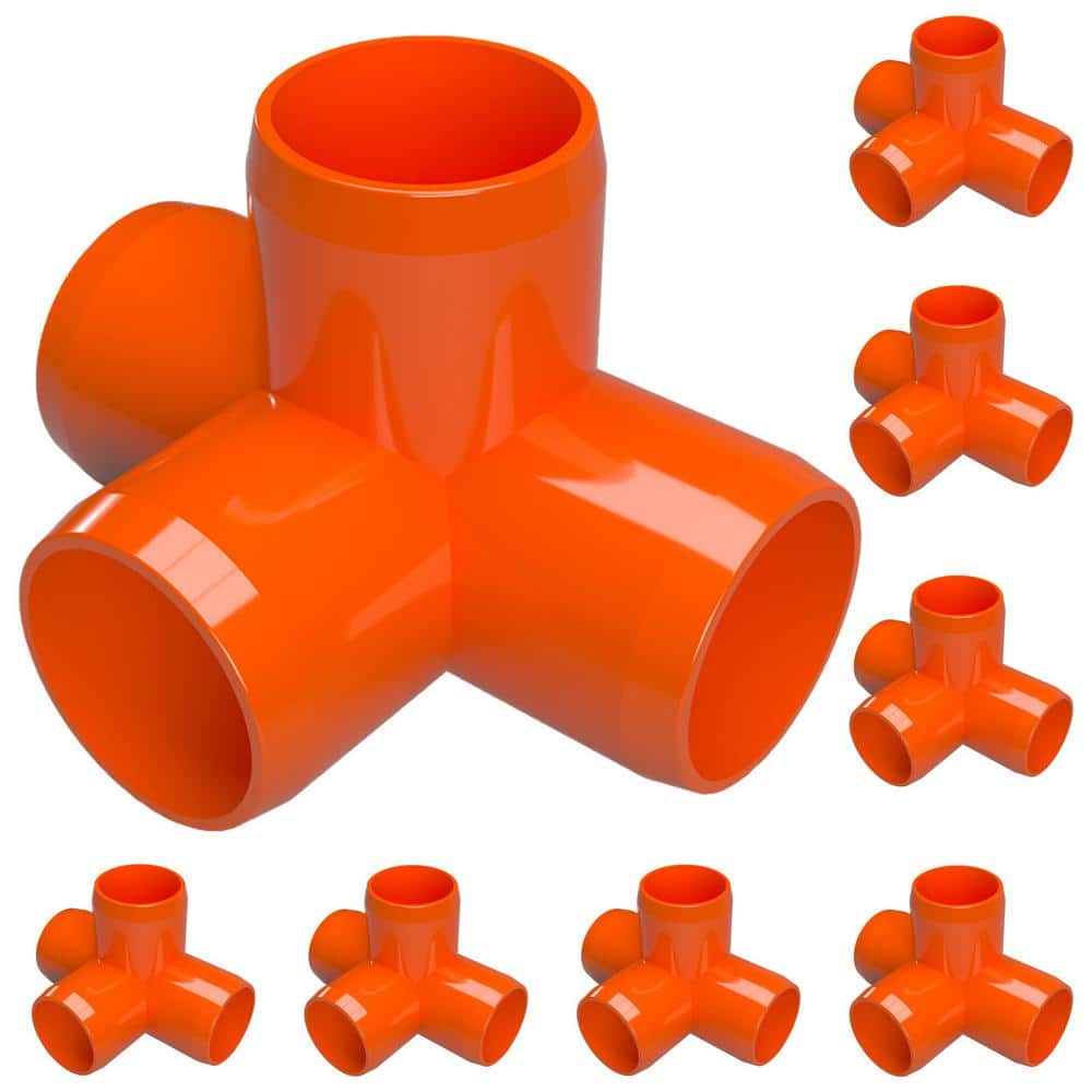 Formufit 3/4 in. Furniture Grade PVC 4-Way Tee in Orange (8-Pack ...