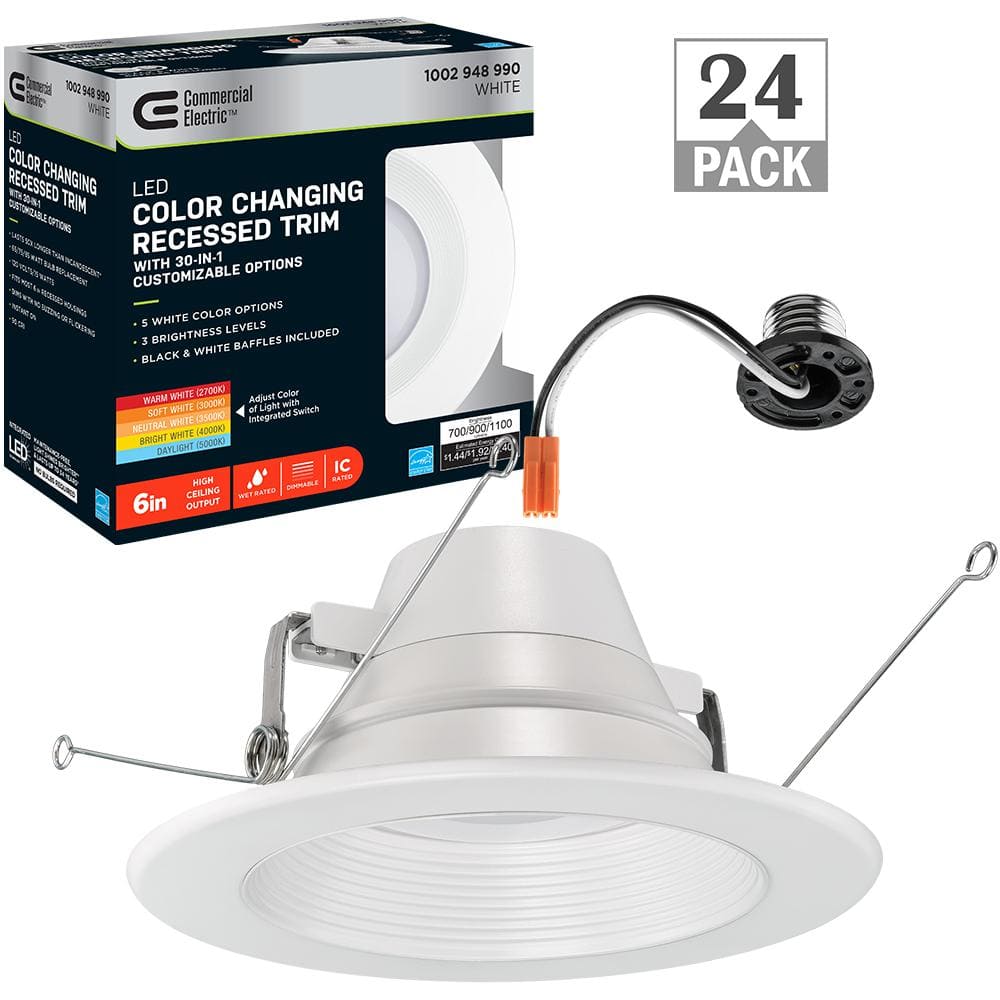 Commercial Electric 6 in. 30 Lighting Options Integrated LED Recessed ...
