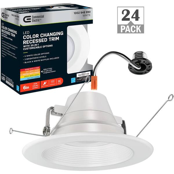 Commercial Electric 6 in. 30 Lighting Options Integrated LED Recessed ...