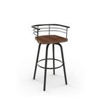 Amisco Brisk 26 in. Brown Wood / Black Metal Swivel Counter Stool-41293 ...