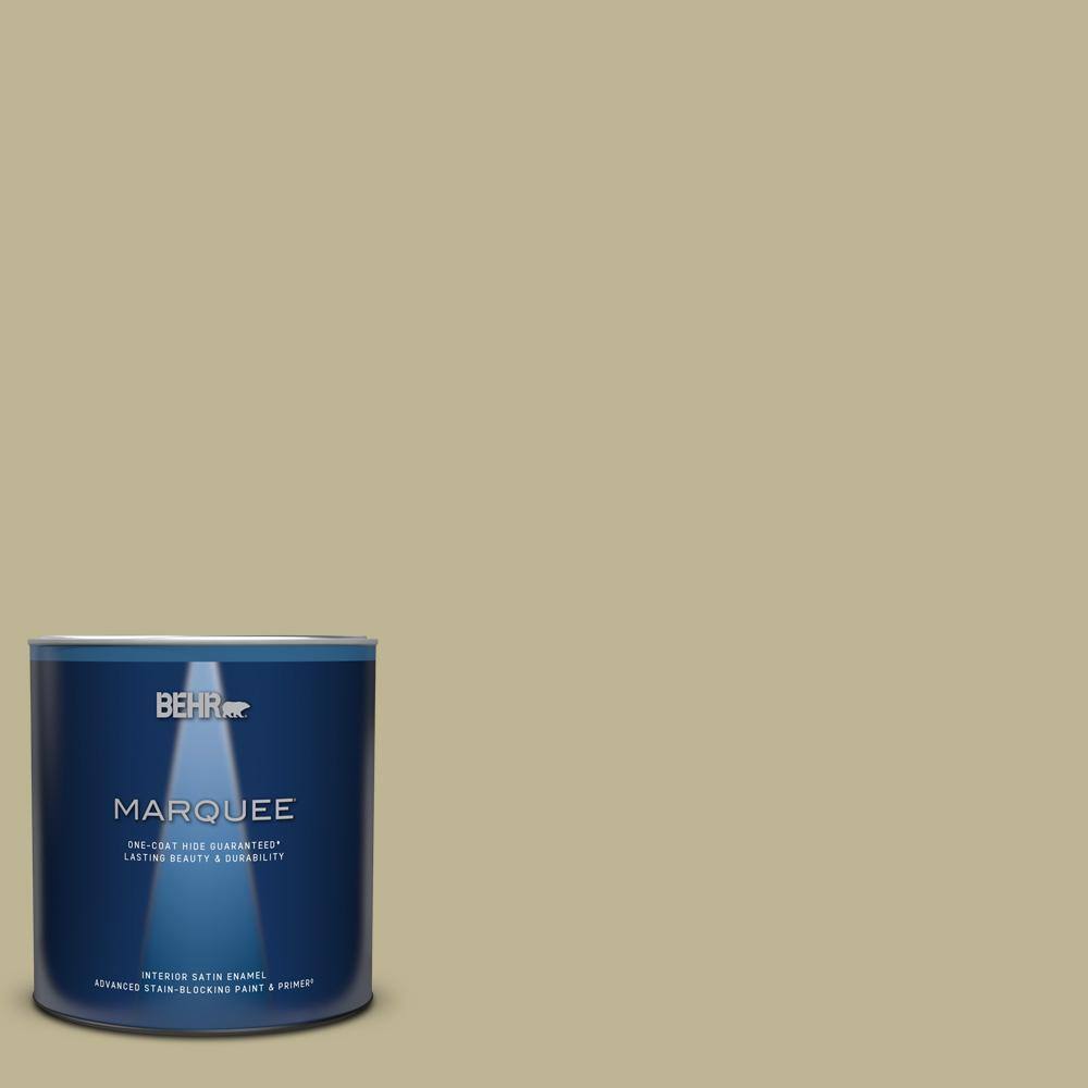 BEHR MARQUEE 1 qt. #MQ6-30 Bamboo Shoot One-Coat Hide Satin Enamel ...