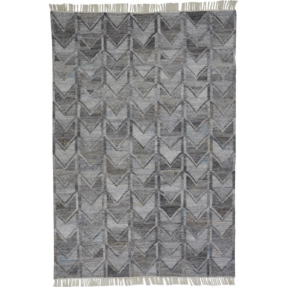 HomeRoots Gray Geometric 9 ft. x 12 ft. Area Rug 2000512443 - The Home ...