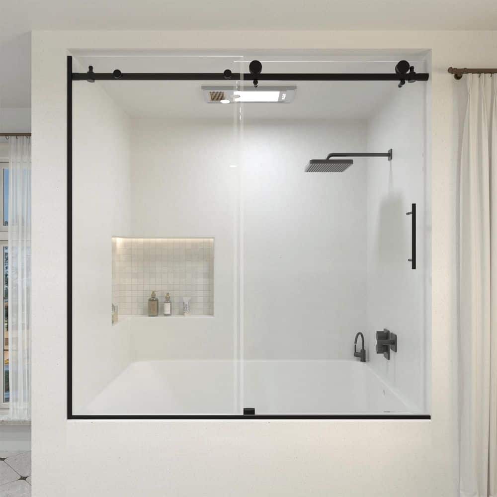 Hermitage Bath Muse 60 in. W x 60 in. H Sliding Bath Tub Door in Semi ...