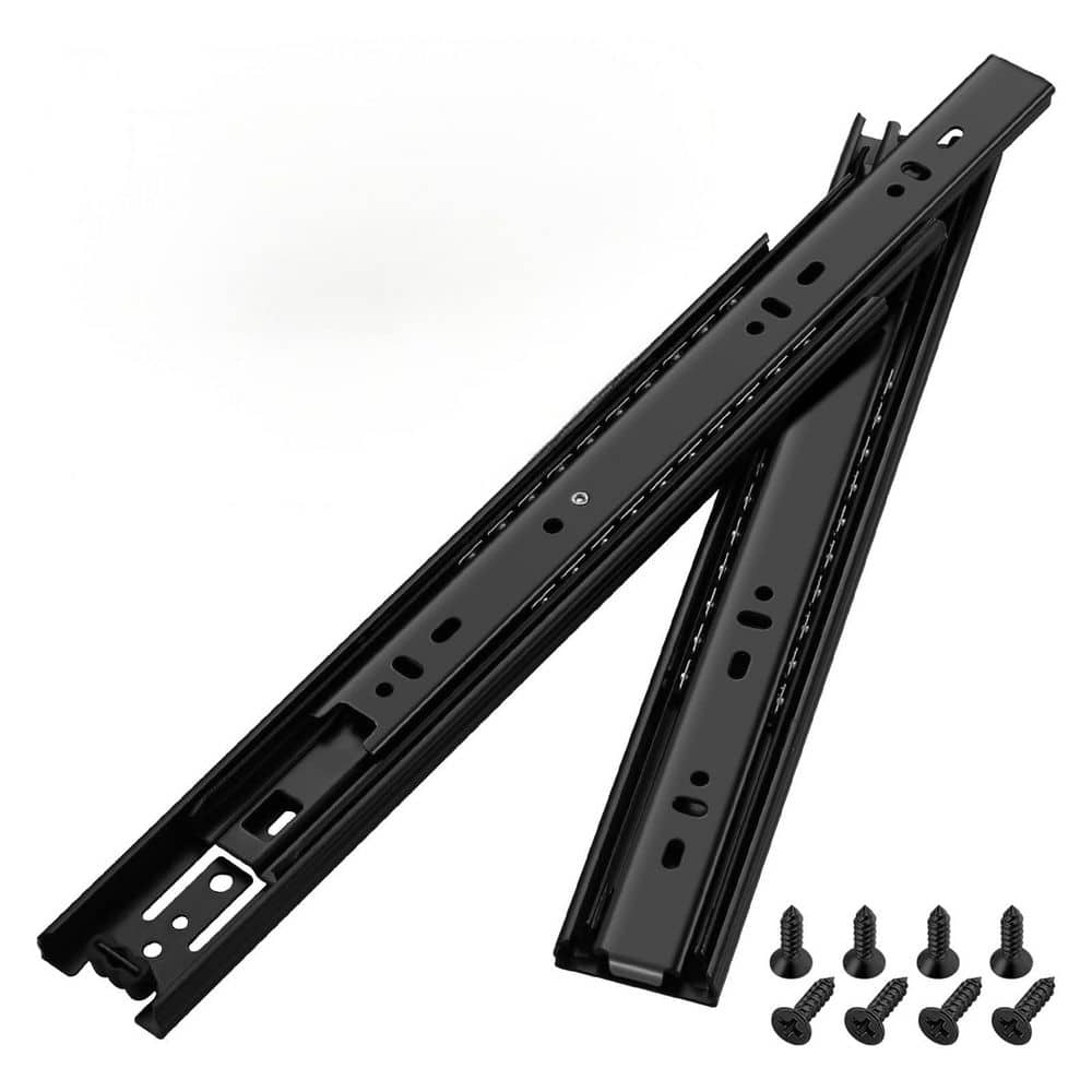 Wudkey 2-Piece 18 in. Full Extension Ball Bearing Black Side Mount ...