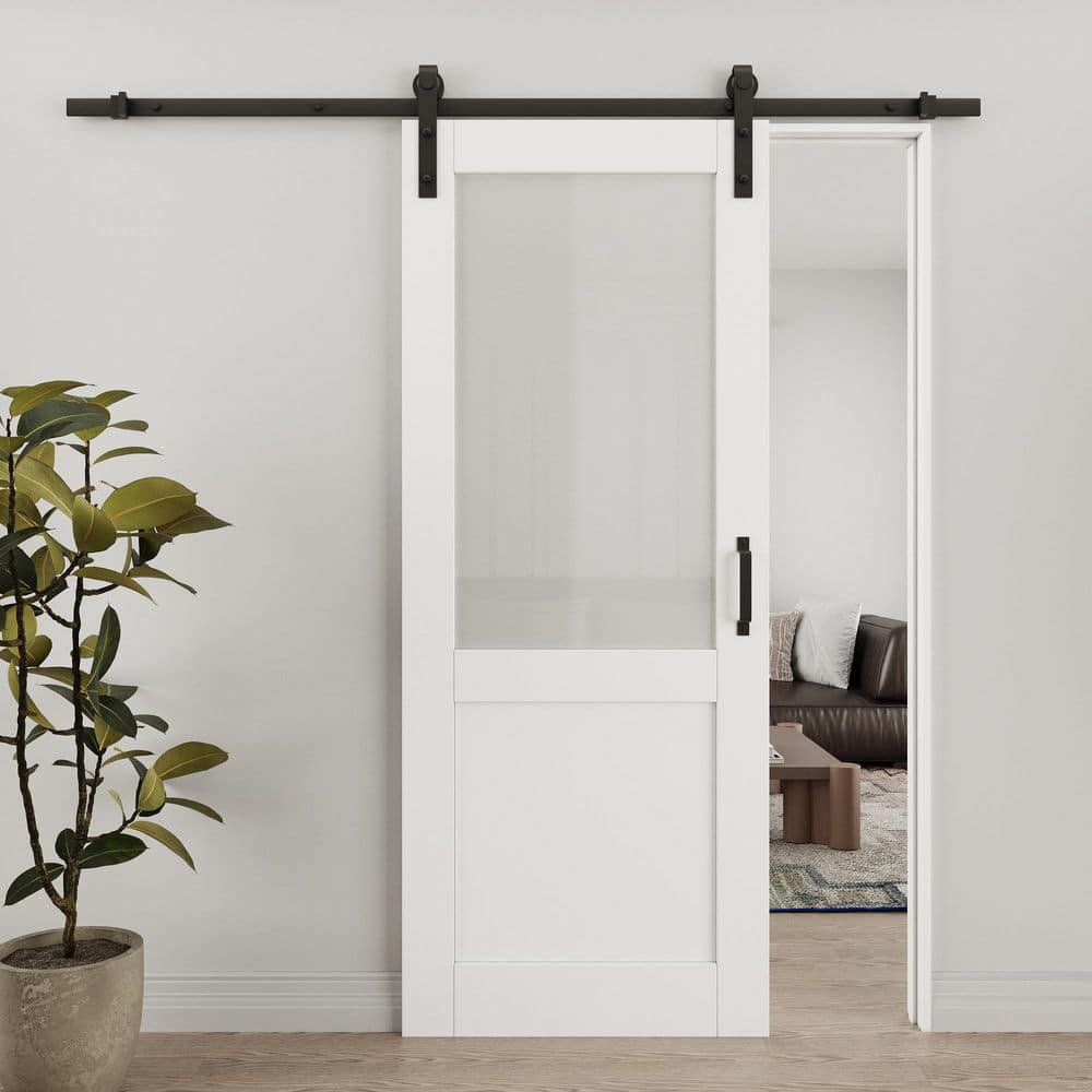 Reviews for 32 in. x 80 in. 1/2 Lite Tempered Frosted Glass White ...