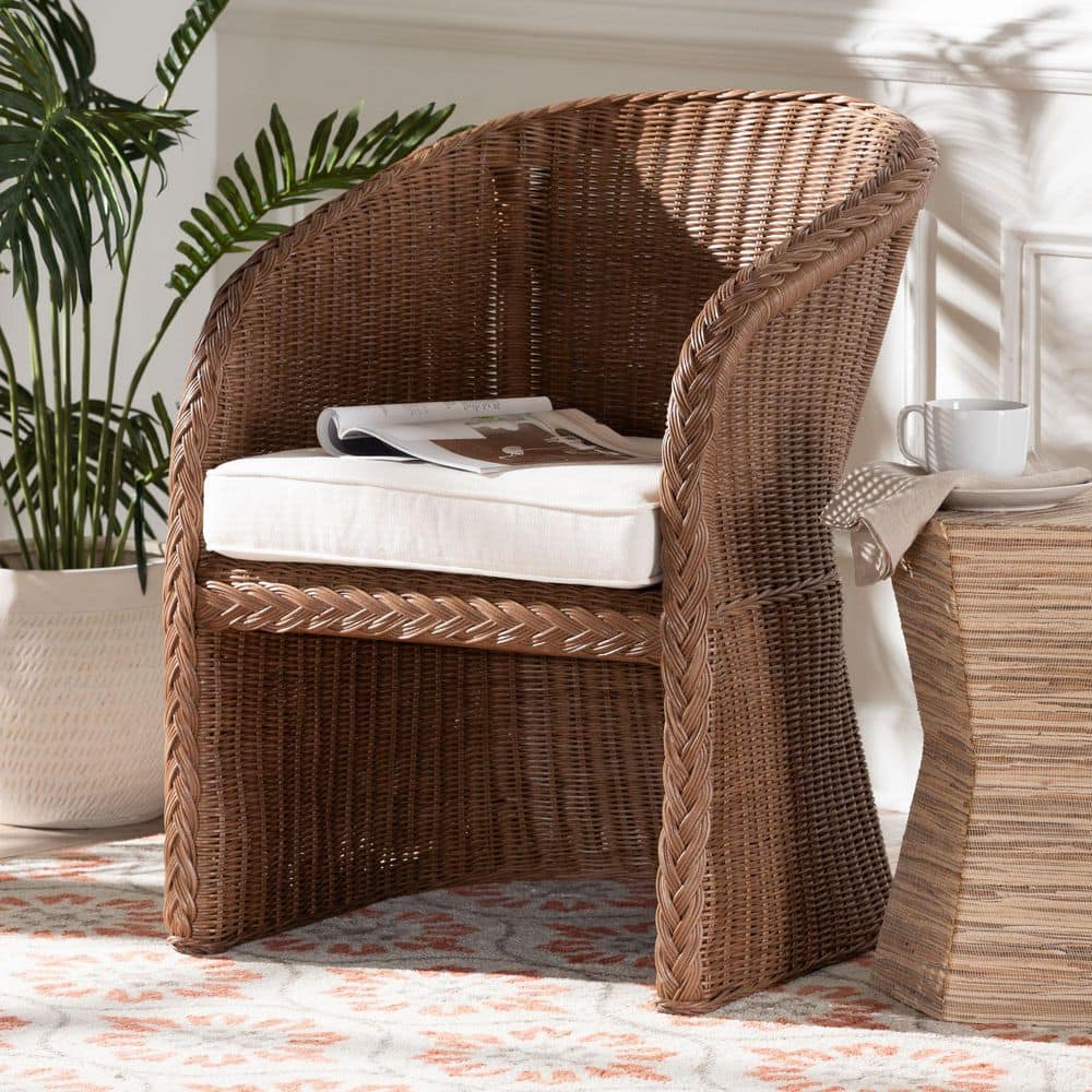bali & pari Memphis Peanut Brown Rattan Arm Chair 255-14075-HD - The ...