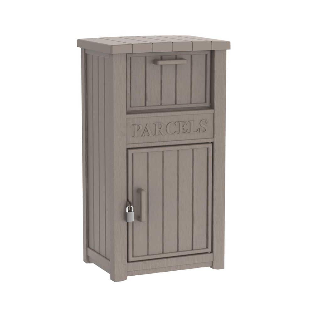 Ama pear Gray 48 Gal. Weatherproof Lockable Resin Package Delivery Box ...