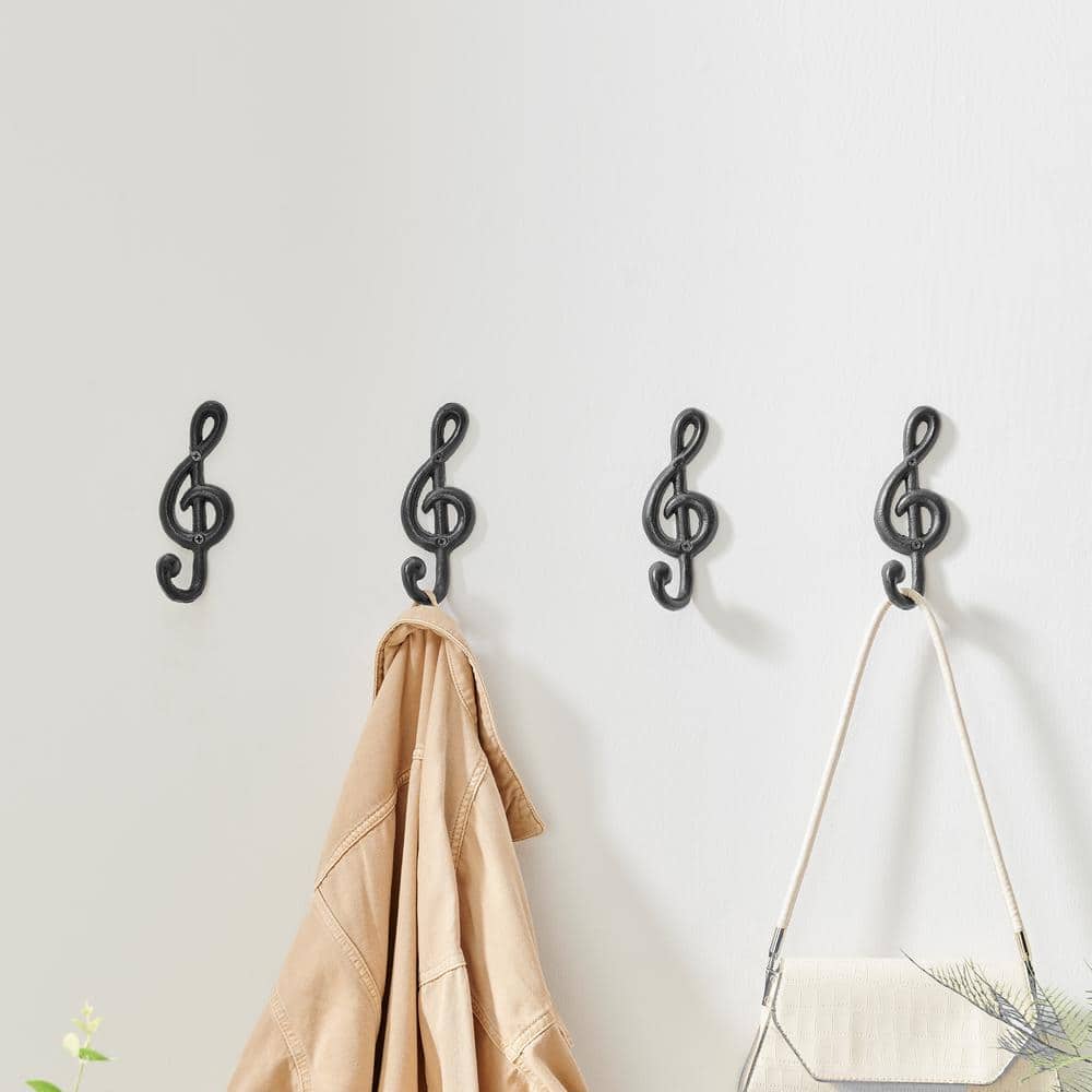 DANYA B 4 Piece Dark Brown Cast Iron Musical Note Treble Clef ...