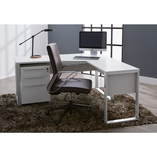 Nyhus 63 in. Crescent White Laminate Right Desk with Cable Management ...