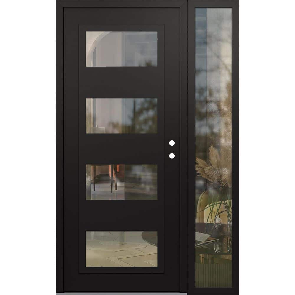 Tessari Doors C2 50 in. x 80 in. Black P Left-Hand/Inswing Clear Glass ...