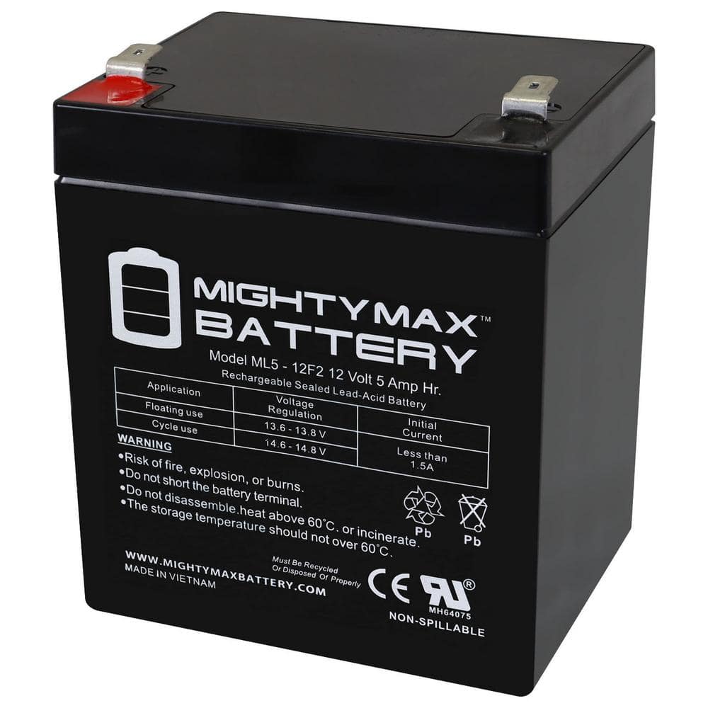 MIGHTY MAX BATTERY 12-Volt 5Ah F2 SLA Replacement Battery Compatible ...