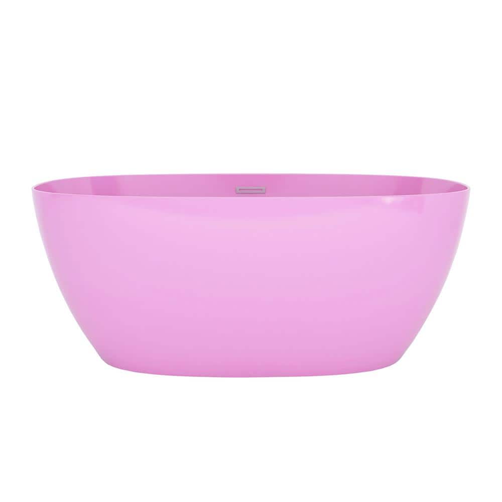 Boosicavelly 59 in. x 30 in. Soaking Bathtub with Center Drain in Pink ...