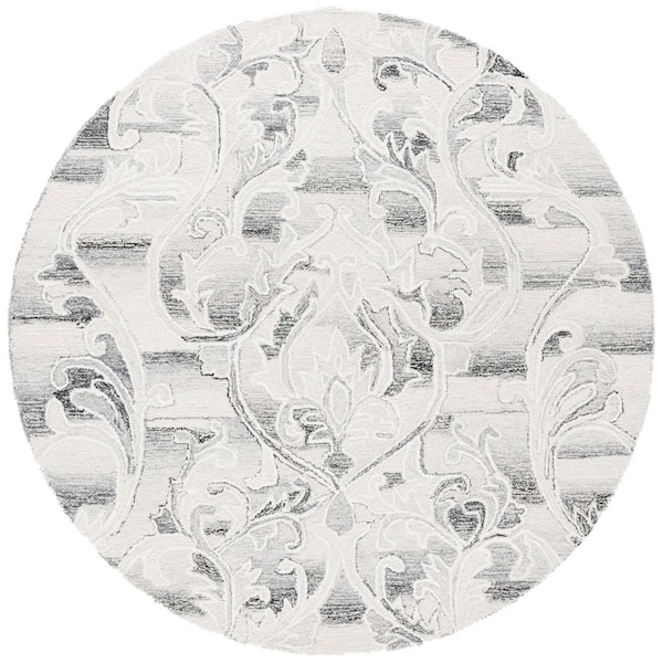 SAFAVIEH Metro 6 ft. x 6 ft. Gray/Ivory Gradient Abstract Floral Round ...