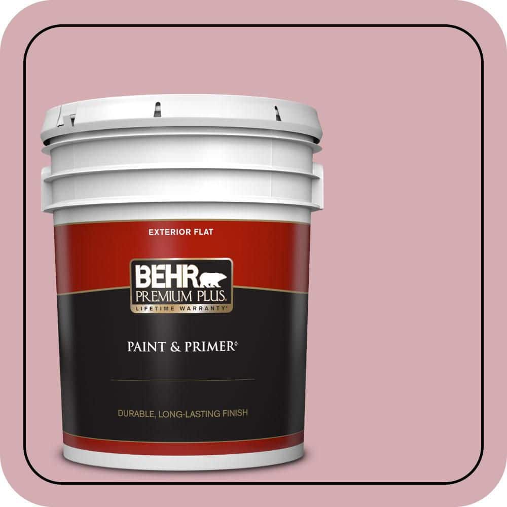 BEHR PREMIUM PLUS 5 gal. #S130-3 Ballet Rose Flat Exterior Paint ...