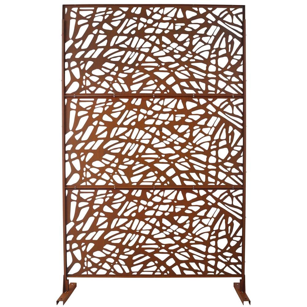 Boosicavelly 76 in. H x 48 in. W Rust Red Steel Privacy Fence Screen ...