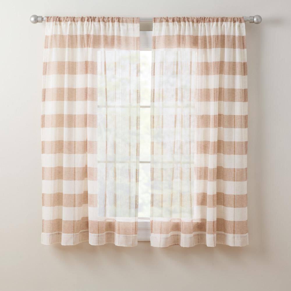 TOWN & COUNTRY BASICS Pax Semi-Sheer Stripe Rust/Linen 50 in. x 63 in ...