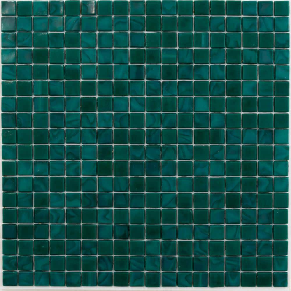 Apollo Tile Skosh 11 in. x 11 in. Glossy Dark Green Glass Mosaic Wall ...