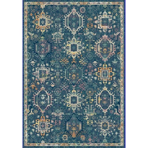 Home Decorators Collection Medallion Blue 2 ft. x 4 ft. Scatter Indoor ...