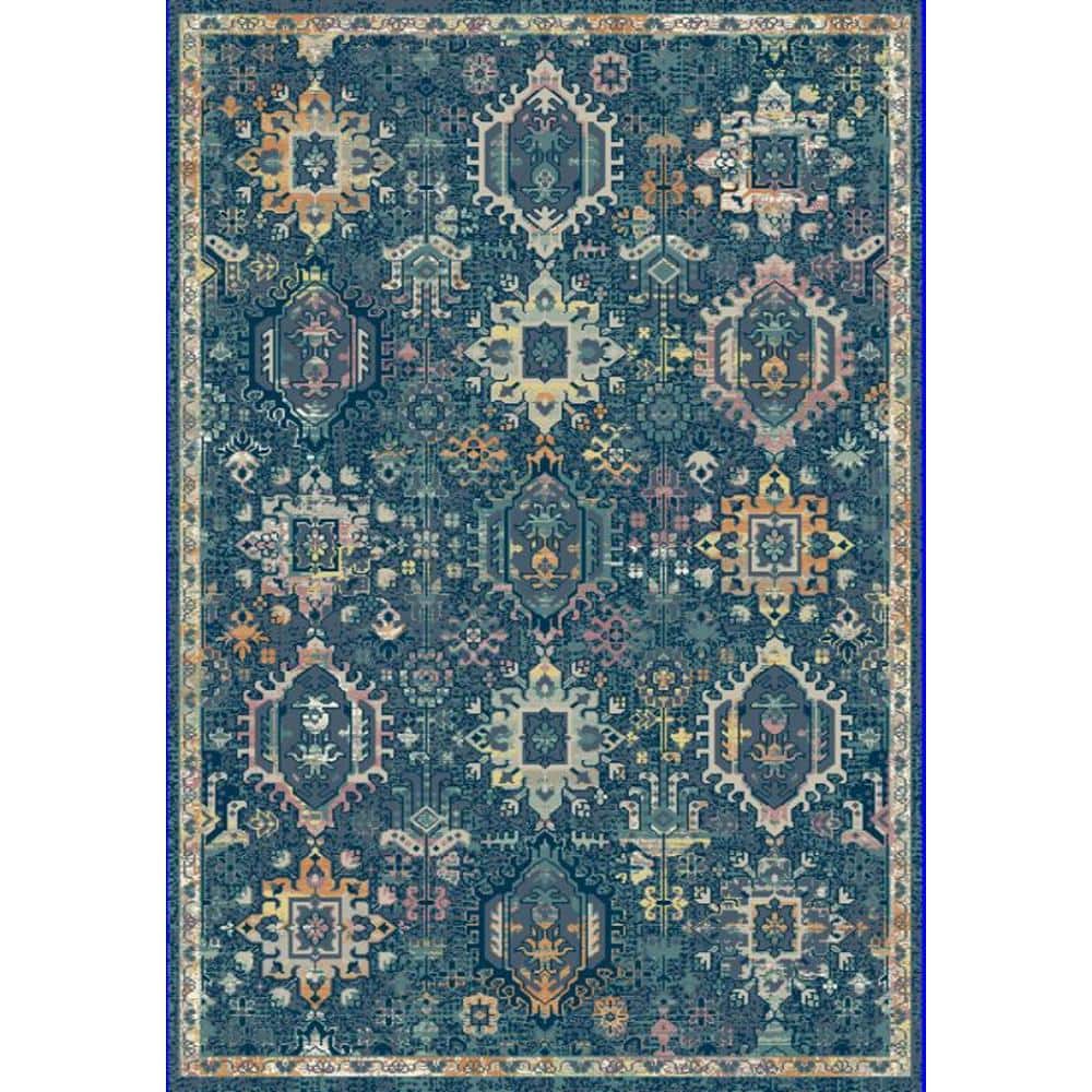 Home Decorators Collection Medallion Blue 2 ft. x 7 ft. Runner Indoor ...