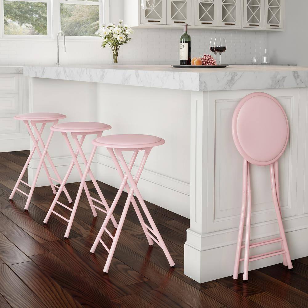 Lavish Home Set of 4 Portable Bar Stools with Padded Seats, 24 in ...