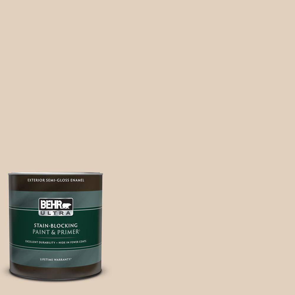 BEHR ULTRA 1 qt. #N240-2 Adobe Sand Semi-Gloss Enamel Exterior Paint ...