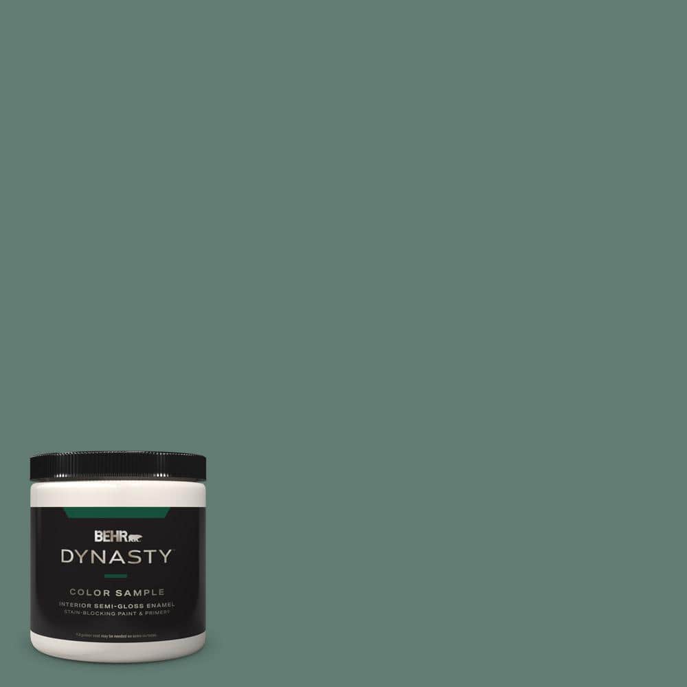BEHR DYNASTY 8 oz. #S430-6 Forest Edge One-Coat Hide Semi-Gloss Enamel ...
