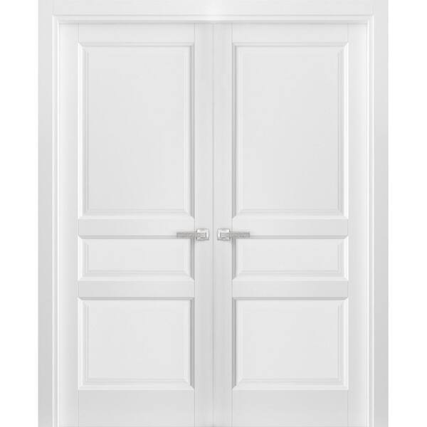 Sartodoors 72 in. x 96 in. 2 Panel White Finished Solid Wood Sliding ...