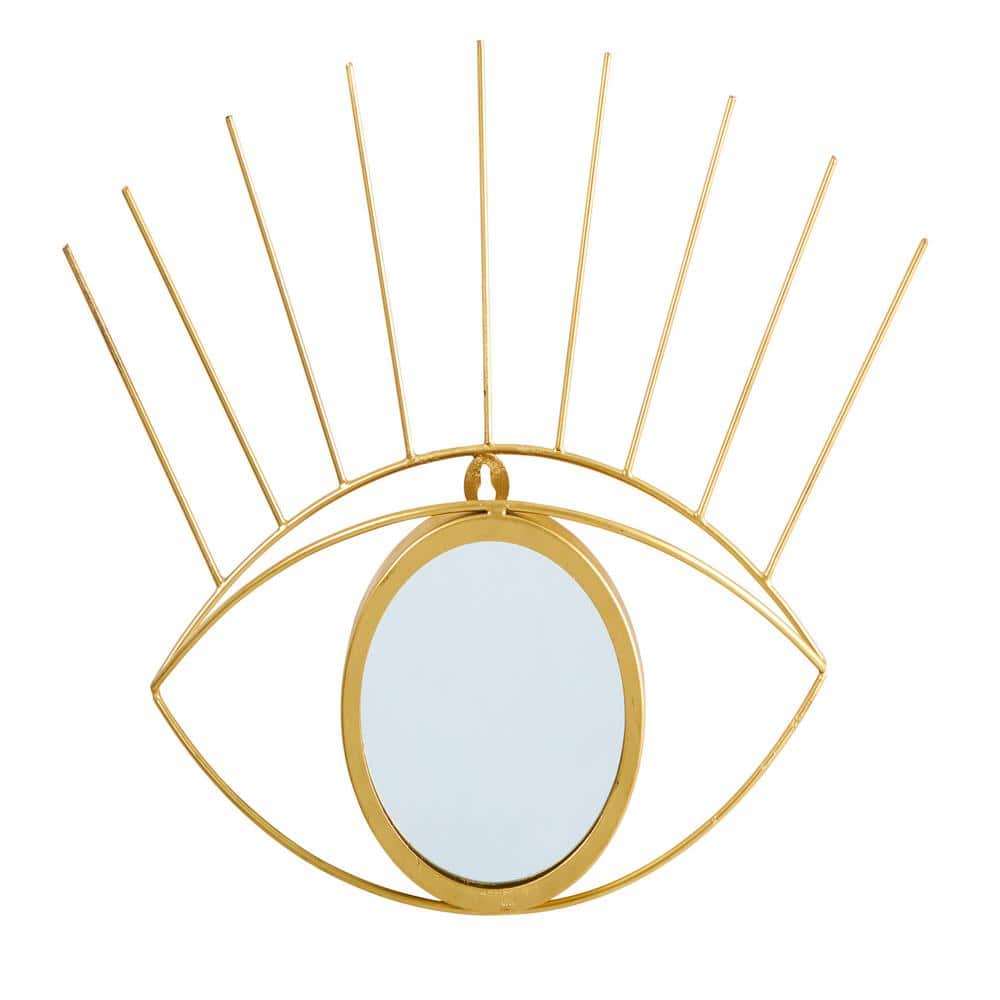 Nearly Natural 17 in. Gold Metal Glam Eye Wall Decor Accent Mirror 7138 ...
