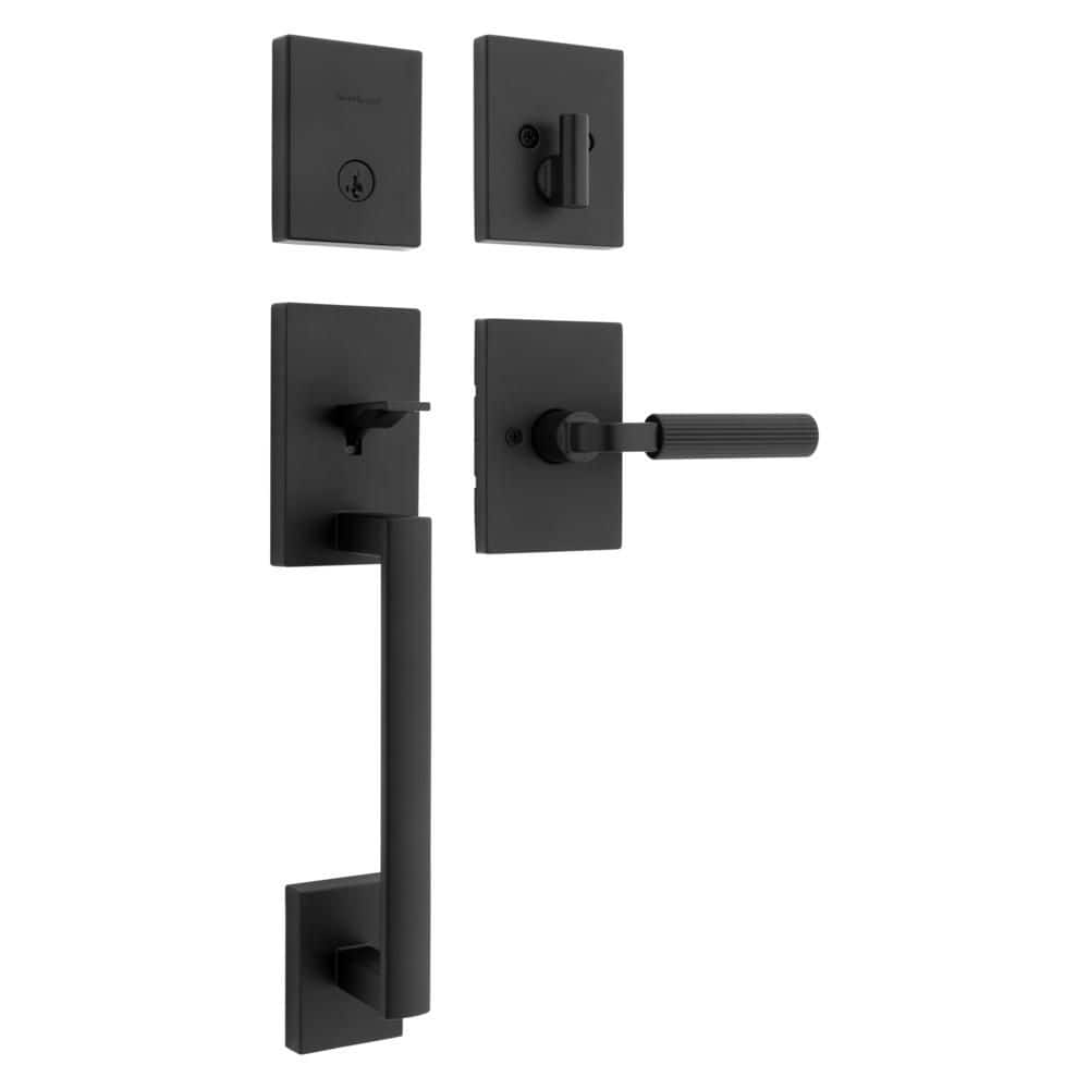 Kwikset San Clemente Matte Black Single Cylinder Door Handleset with ...