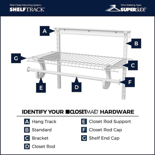 ClosetMaid SuperSlide 72 in. W x 16 in. D White Ventilated Wire Shelf ...