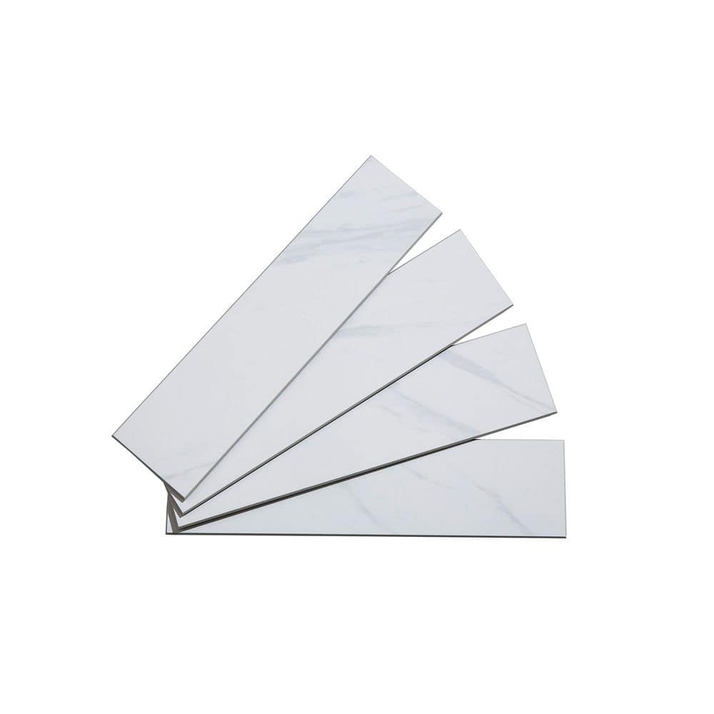 Aspect Collage 3 in. x 12 in. PVC Peel and Stick Tile in Tuscan Marble ...