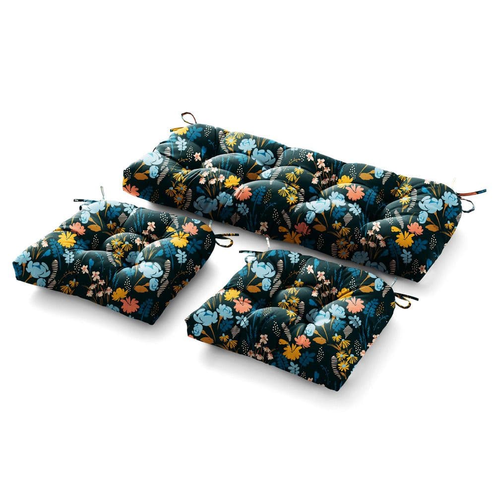 BLISSWALK 3 Piece Outdoor Loveseat Cushions Deep Seating 19"L x 44"W x ...