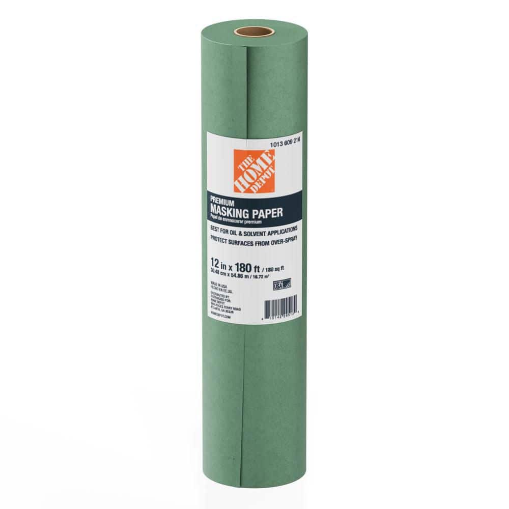 The Home Depot 1 ft. x 180 ft. Green Premium Masking Paper Drop Cloth ...