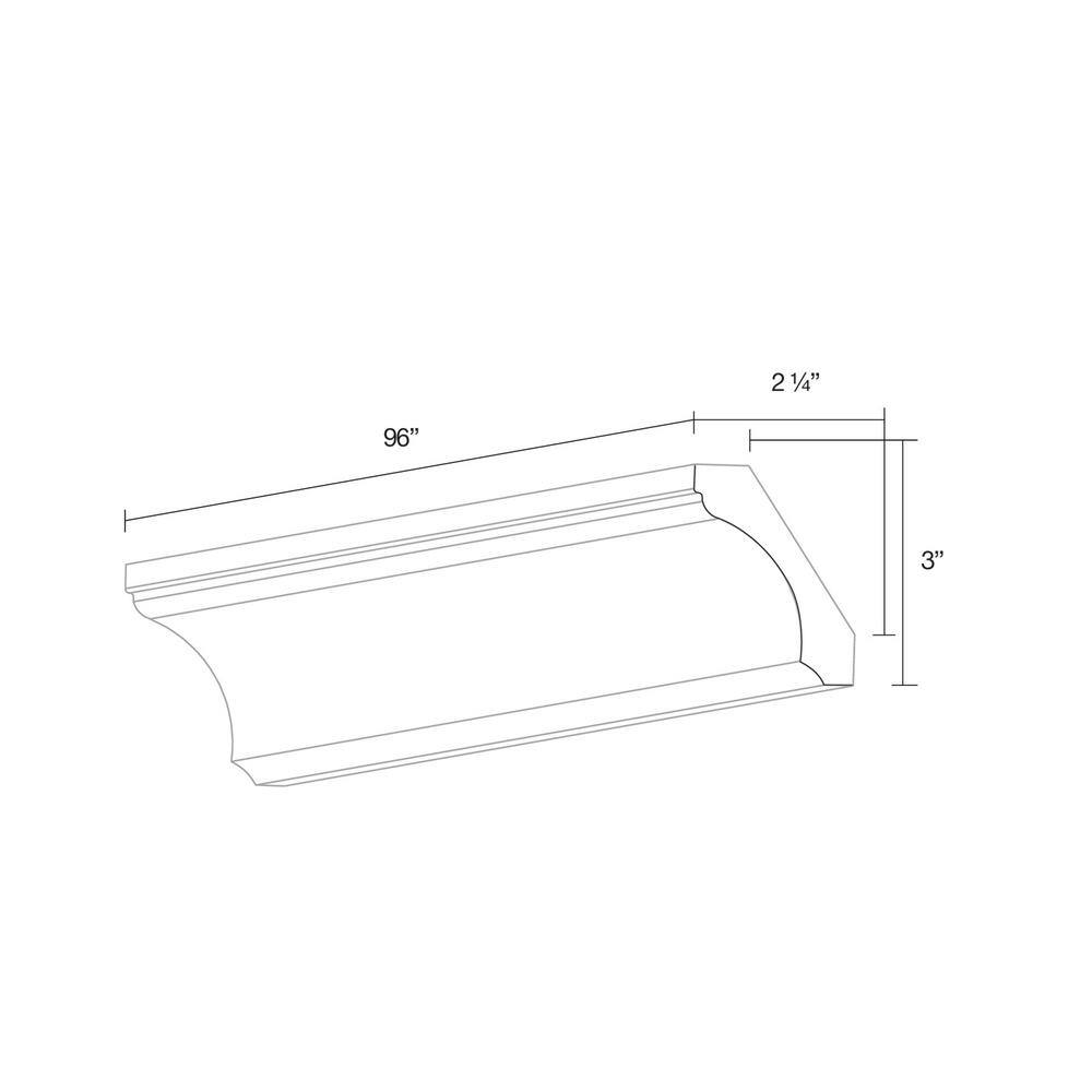 Pembroke Recessed 96 in. W x 2.28 in. H x 3 in. D in Painted White Cove ...