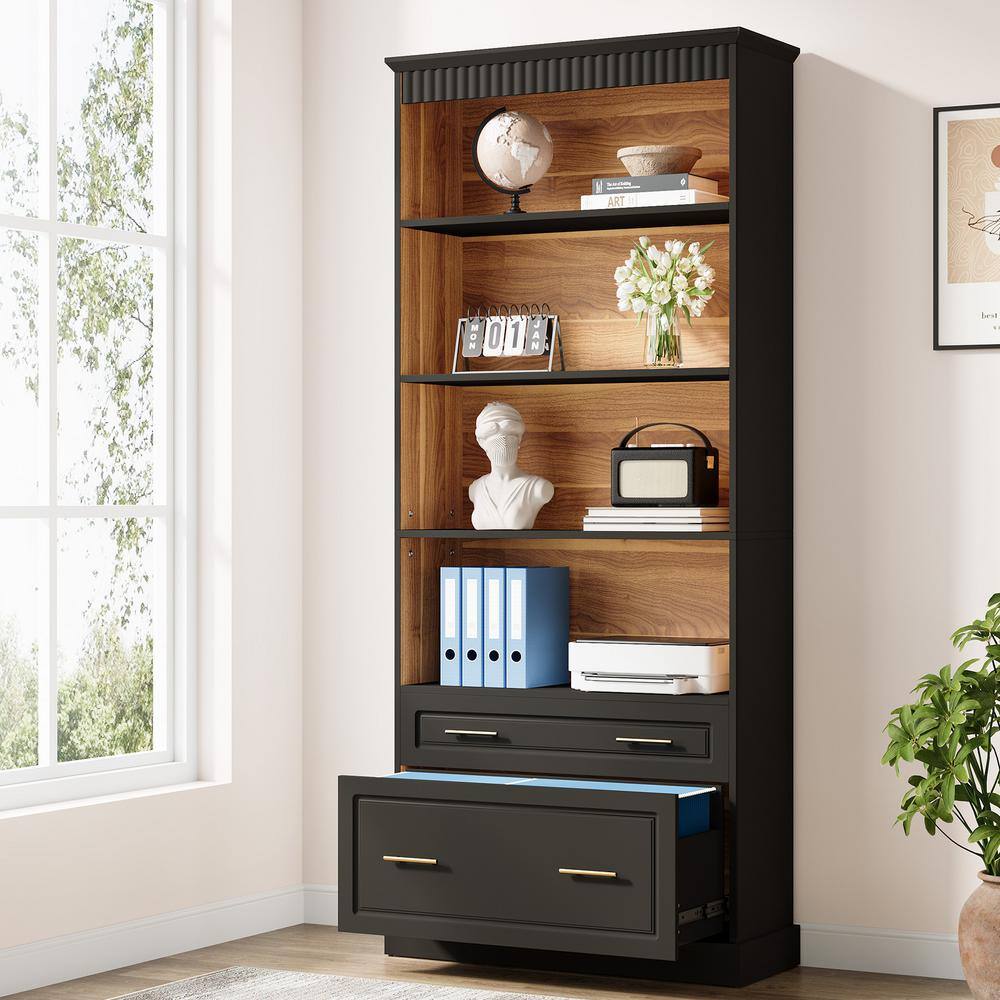 BYBLIGHT Atencio 2-Drawer Black Engineered Wood 31 in. W Vertical File ...