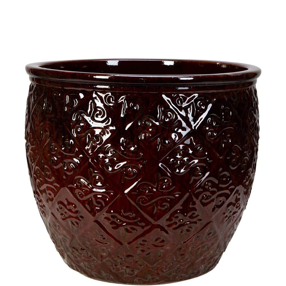 15 in. Tropical Red Ceramic Lumaris Planter GGC-800C-TR - The Home Depot