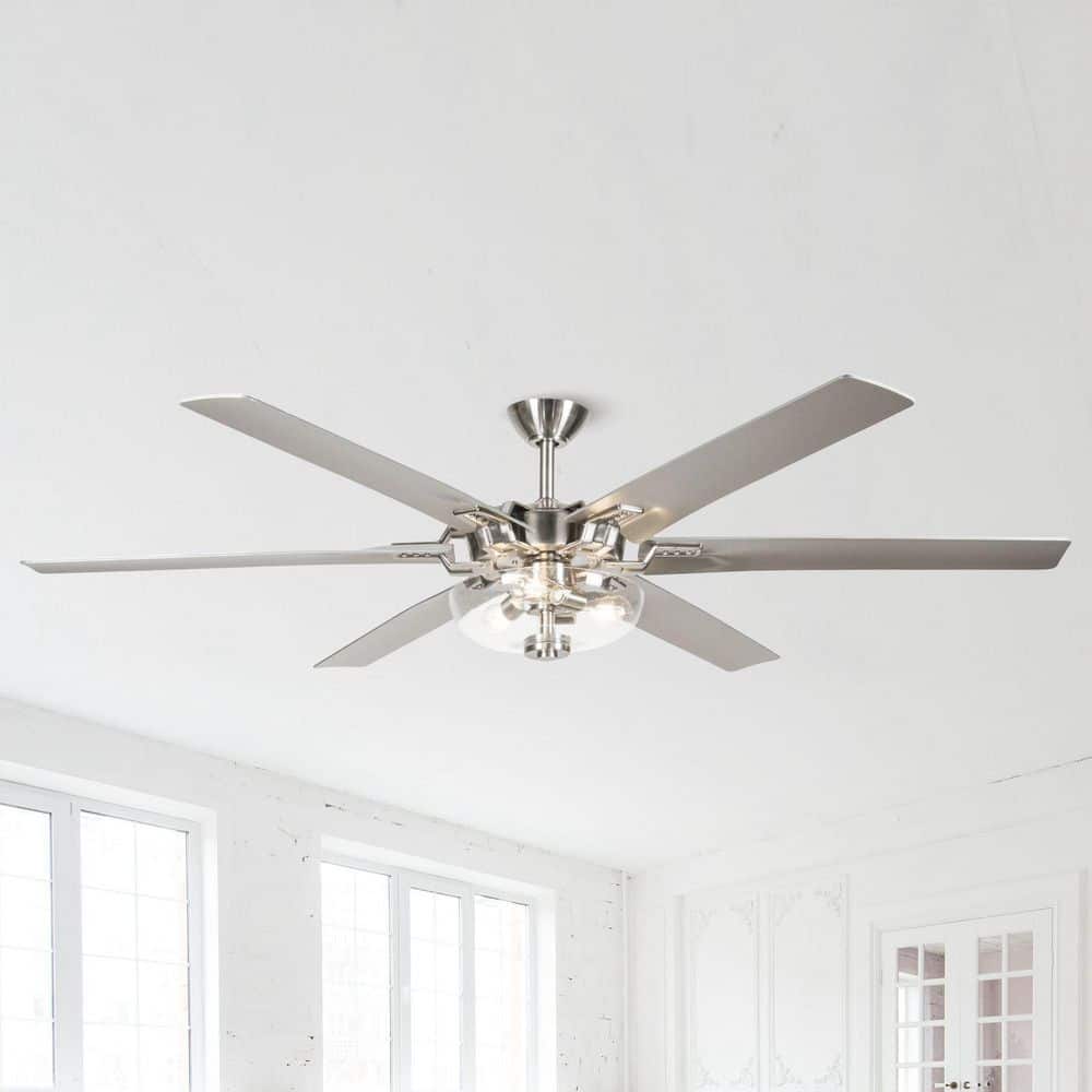 IHOMEadore 70 in. Indoor Brushed Nickel DC Motor Modern Ceiling Fan ...