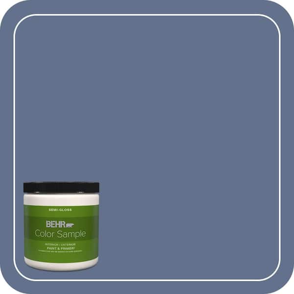 BEHR PREMIUM PLUS 8 oz. #600F-6 Atlantic Blue Semi-Gloss Interior ...