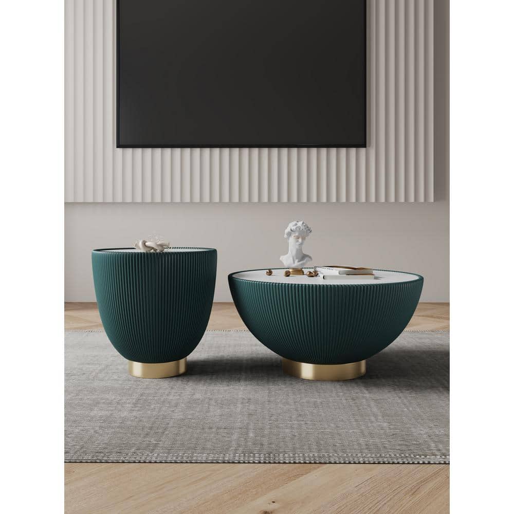 Manhattan Comfort Anderson 28.15 in. Green Round Leatherette ...
