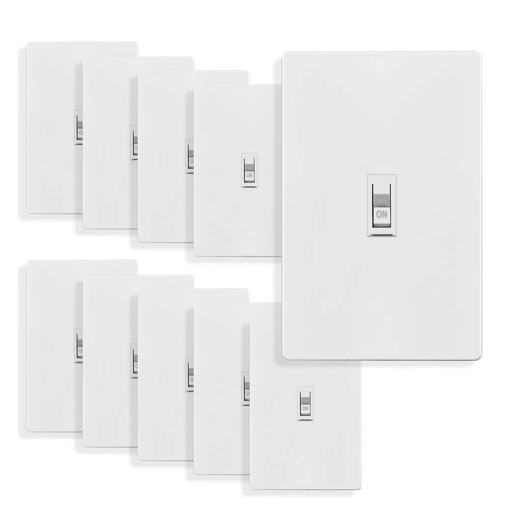 ENERLITES 15-Amp Toggle Light Switch with Screwless Wall Plate, White ...
