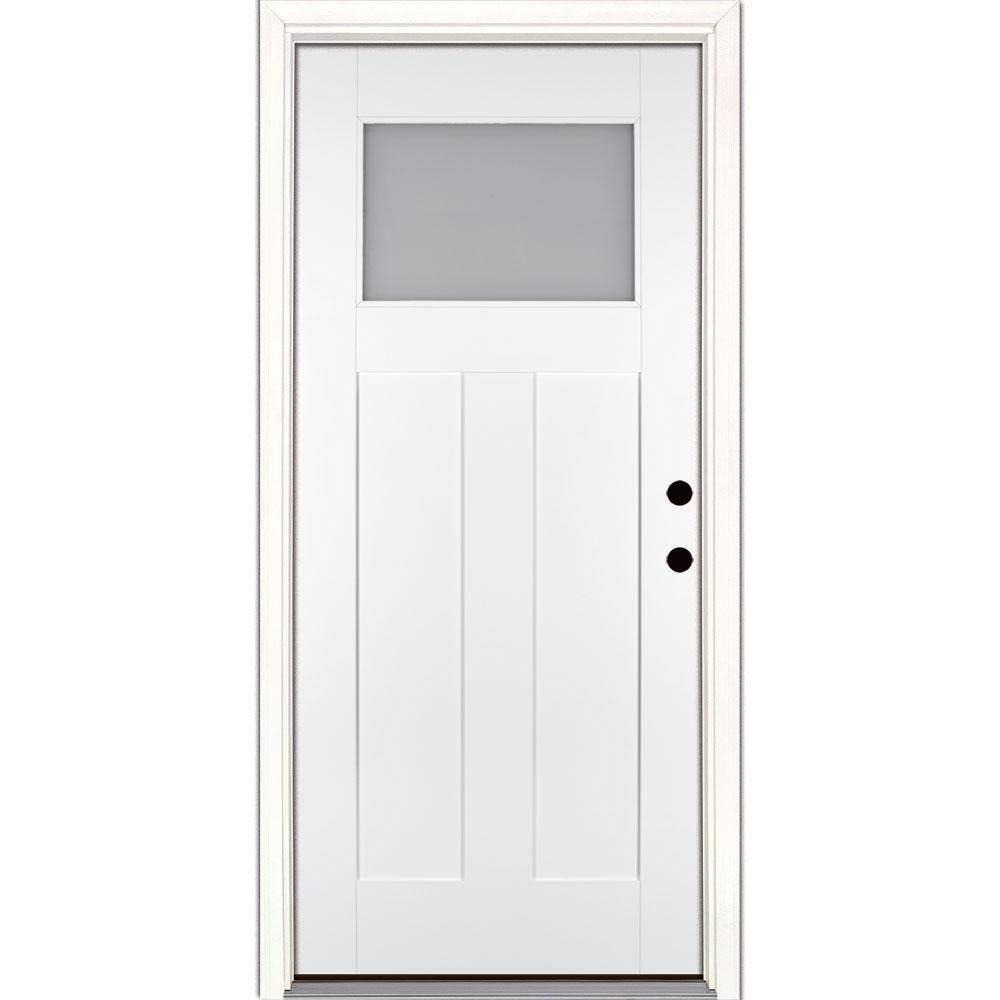 Feather River Doors Smart Glass 34 in. x 80 in. Right Hand Inswing 1/4-Lite Smooth Unfinished ...