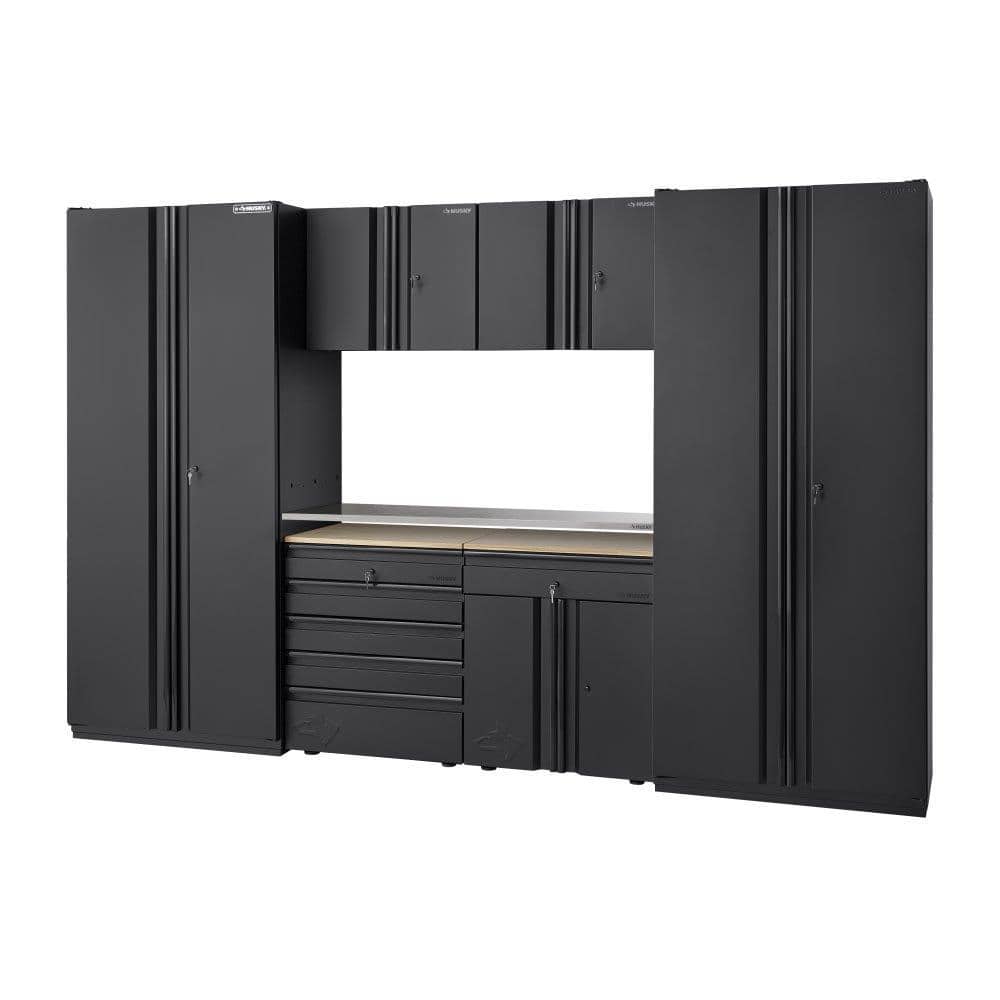 Husky 7-Piece Heavy Duty Welded Steel Garage Storage System in Black ...
