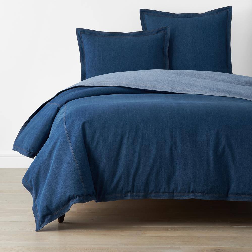 The Company Store Washed Denim Tob Denim Indigo Full Cotton Duvet Cover ...
