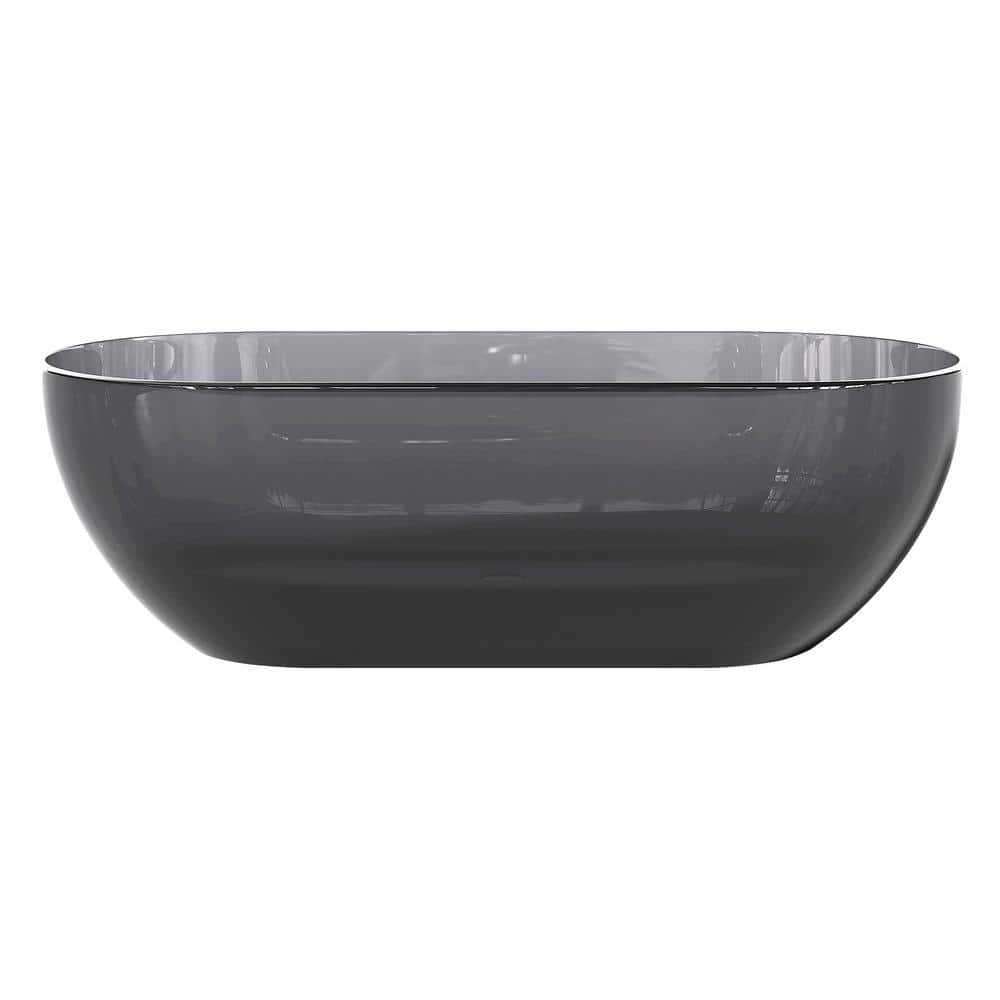 FORCLOVER 69 in. x 30 in. Solid Surface Soaking Bathtub with Center ...