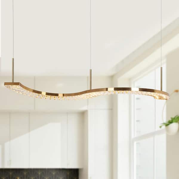 LNC 42.6 in. W 1-Light Integrated LED Plated Brass Linear Island ...